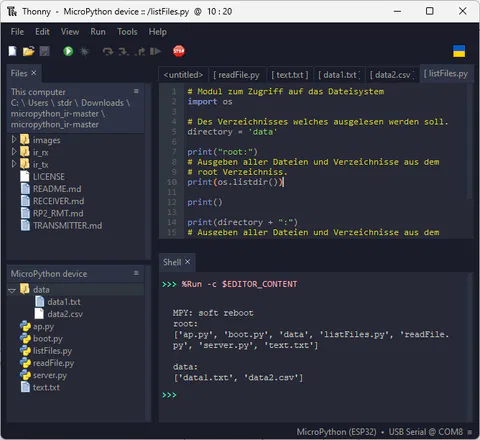 MicroPython mit ESP32: Lesen und Schreiben von Dateien - Technik Blog
